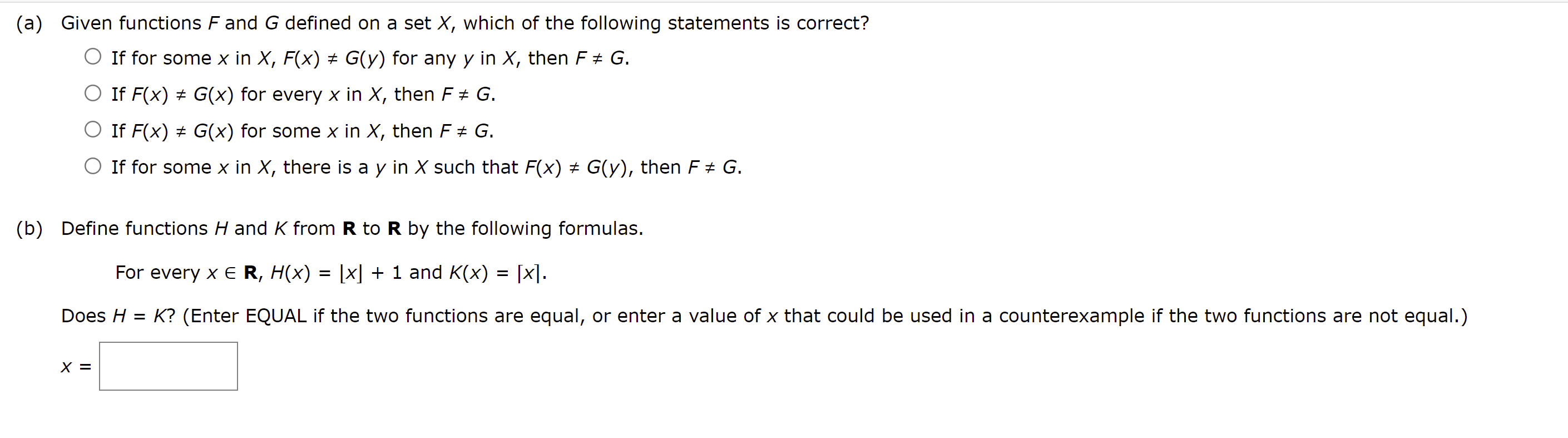Solved (a) Given functions F and G defined on a set X, which | Chegg.com