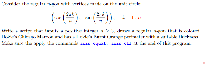 Consider the regular n-gon with vertices made on the | Chegg.com
