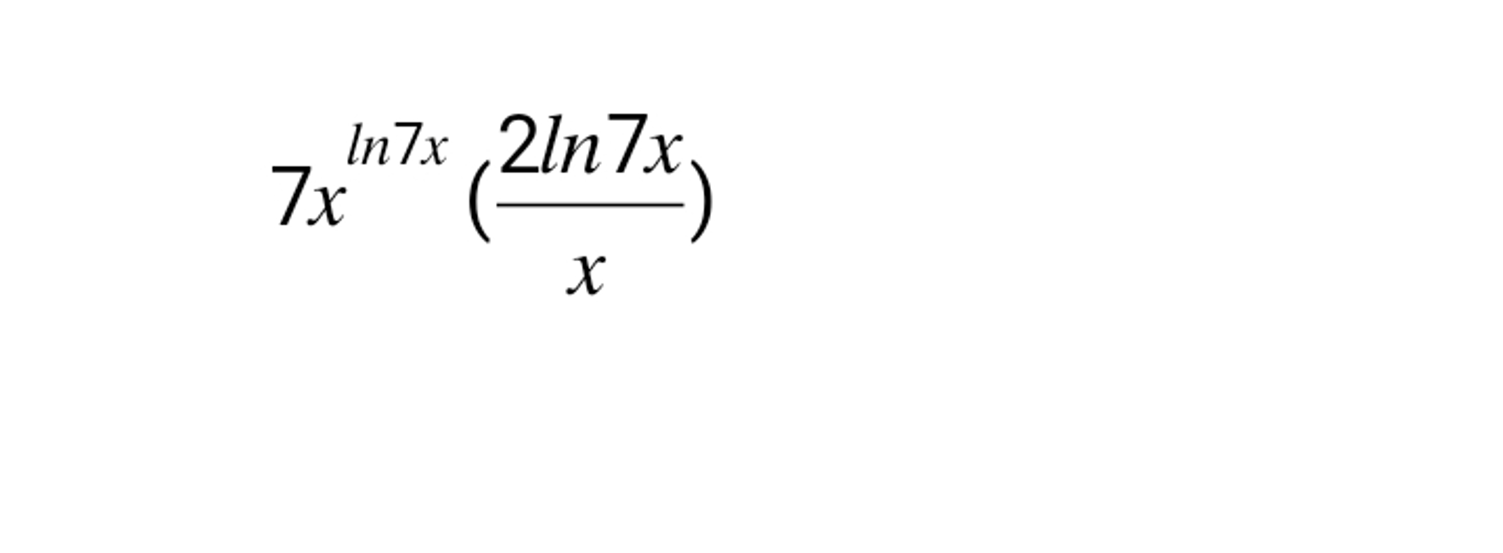 Solved 7xln7x(2ln7xx) | Chegg.com