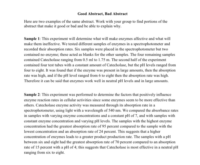 Solved Good Abstract, Bad Abstract our group to find | Chegg.com