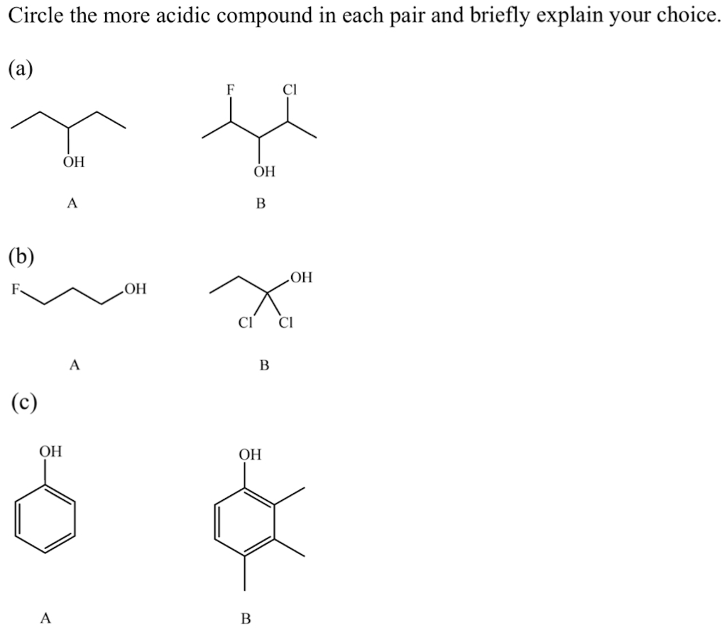 Solved Circle the more acidic compound in each pair and | Chegg.com