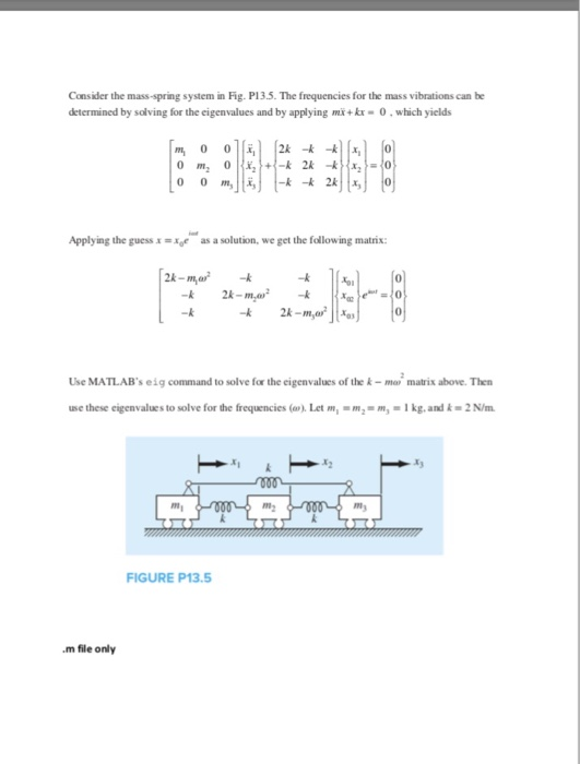 Consider the mass-spring system in Fig. P13.5. The | Chegg.com