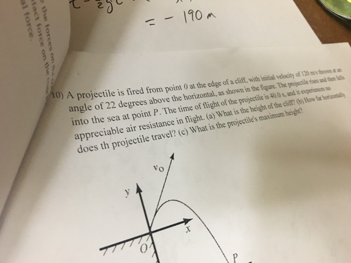 Solved A projectile is fired from point 0 at the edge of a | Chegg.com