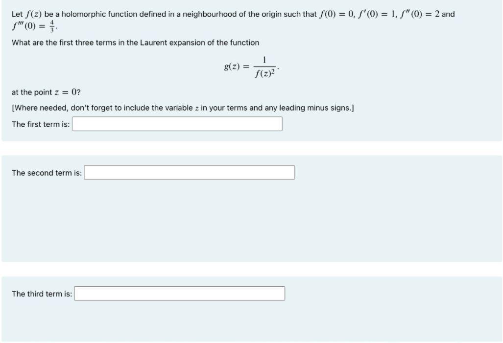 Solved Let f(z) be a holomorphic function defined in a | Chegg.com