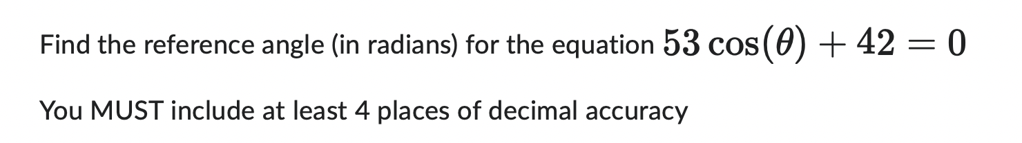 Solved Find the reference angle (in radians) for the | Chegg.com