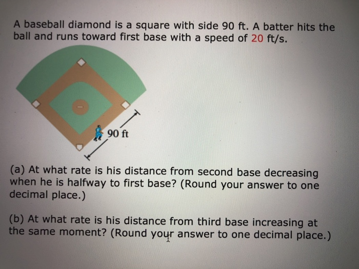 Solved A baseball diamond is a square with side 90 ft. A | Chegg.com
