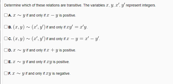 Solved Determine which of these relations are transitive. | Chegg.com