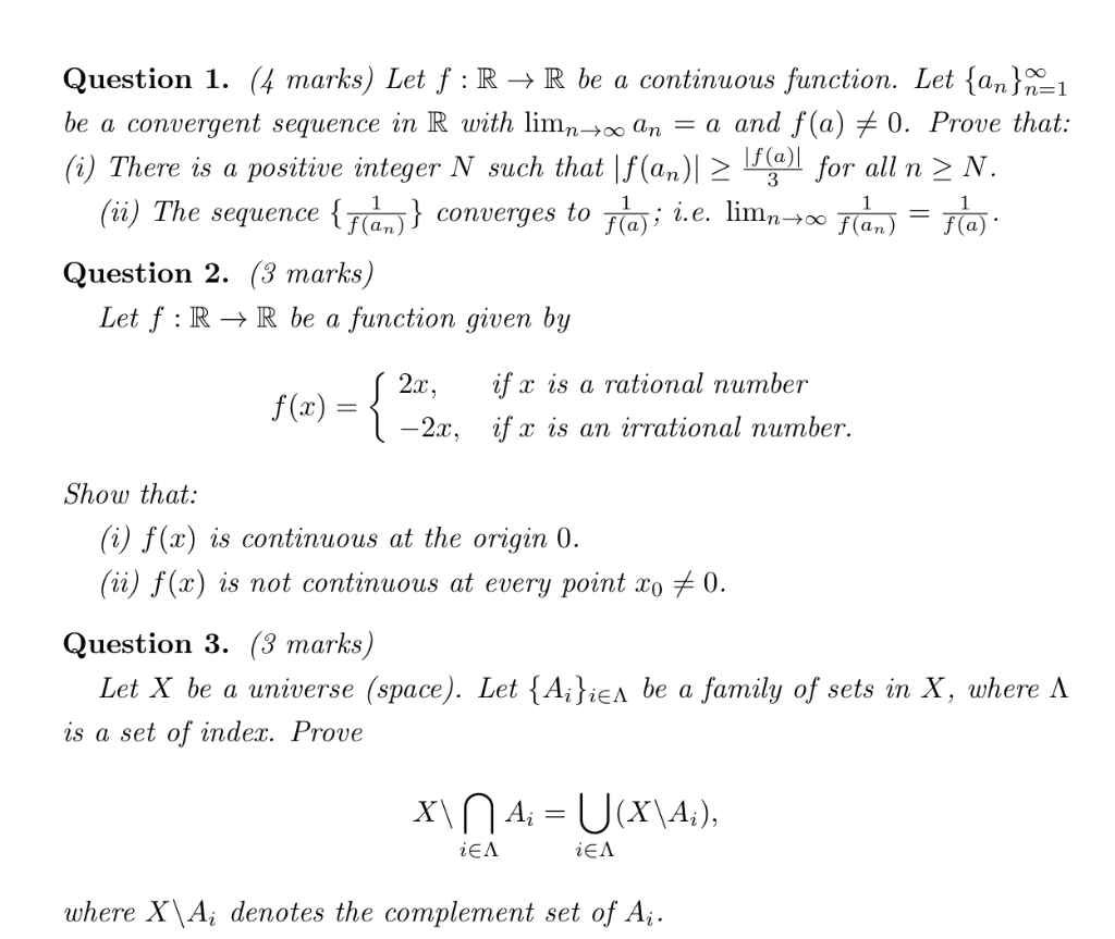 Solved Question 1. (4 marks) Let f R- R be a continuous | Chegg.com