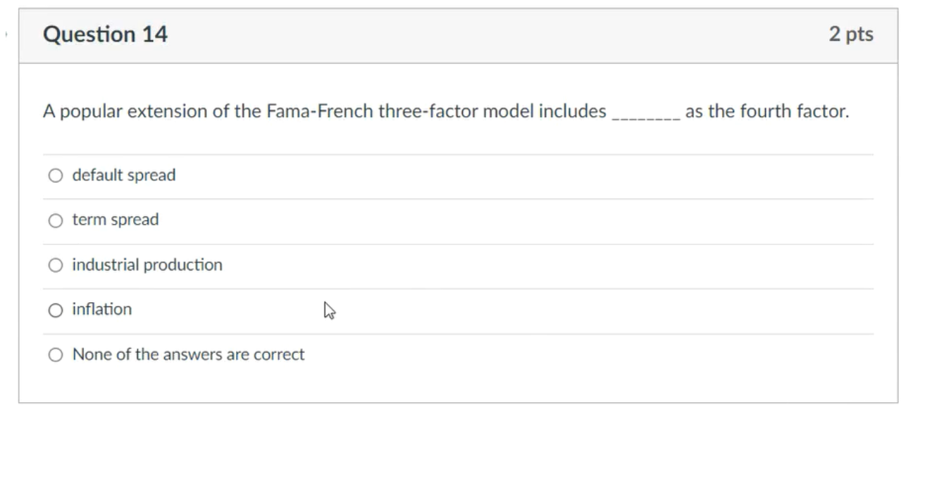Solved A popular extension of the Fama-French three-factor | Chegg.com