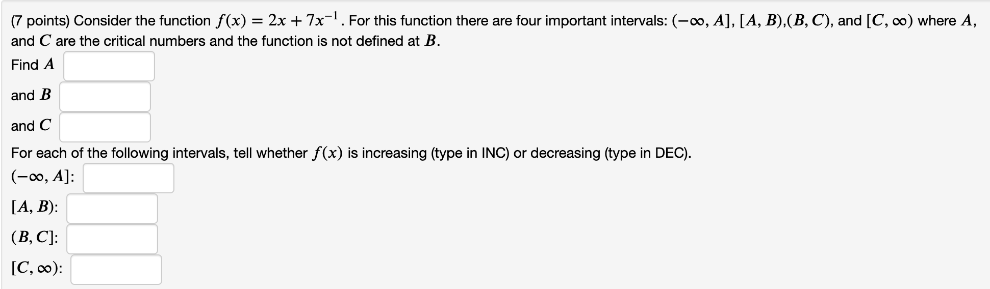 Solved (5 points) Consider the function f(x) = 7(x - 2)2/3. | Chegg.com