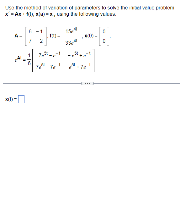 Solved Use the method of variation of parameters to solve | Chegg.com