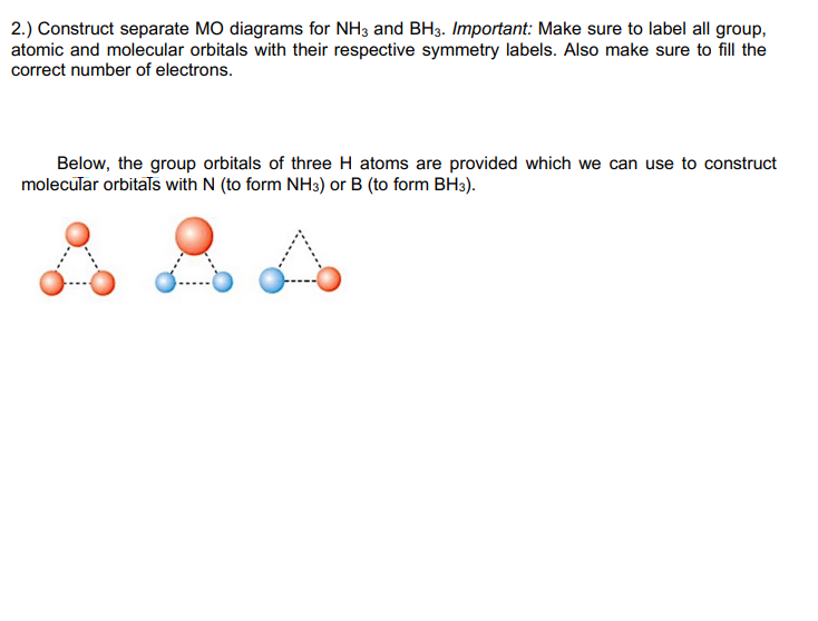 Solved 2.) Construct separate MO diagrams for NH3 and BH3. | Chegg.com