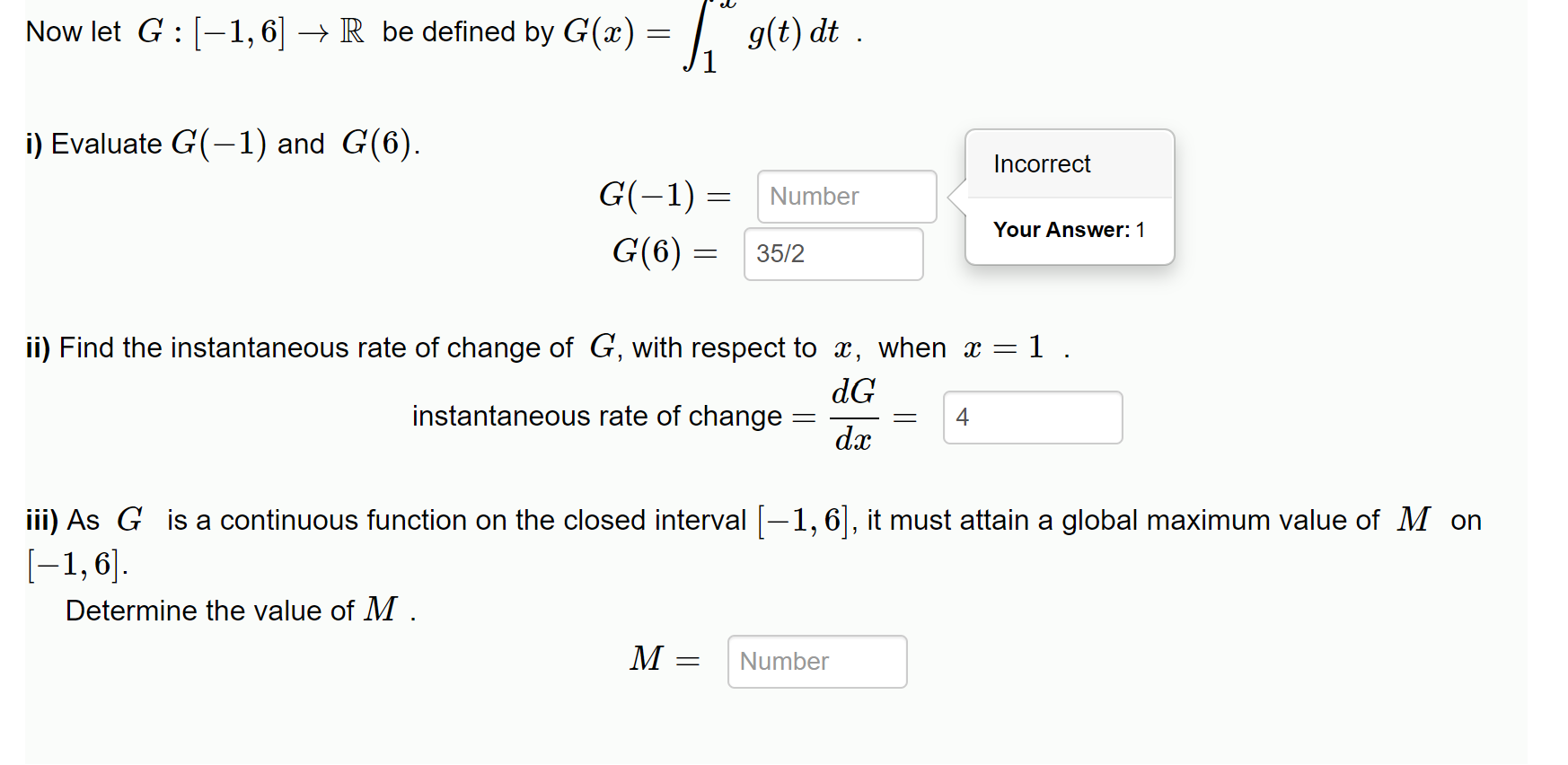 Solved Consider the function g:[−1,6]→R. The graph of the | Chegg.com