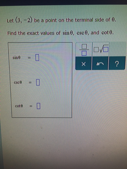Solved Let (3,2) be a point on the terminal side of Theta | Chegg.com