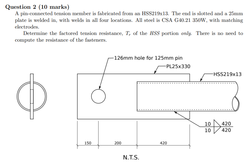 Solved A pin-connected tension member is fabricated from an | Chegg.com