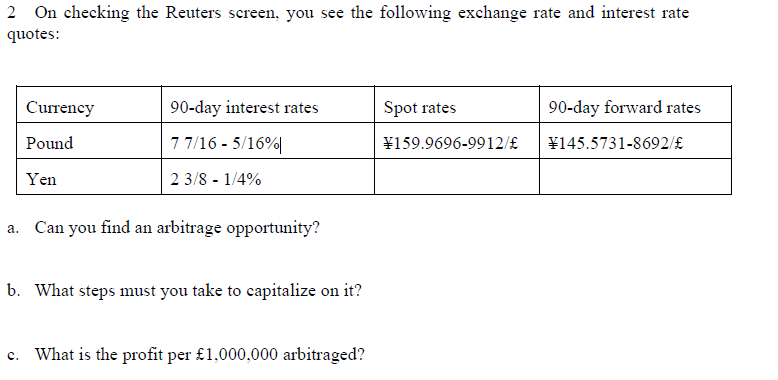 Solved 2 On checking the Reuters screen, you see the | Chegg.com