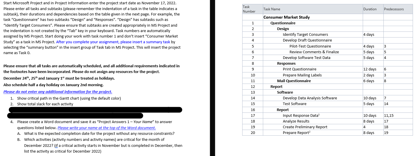 Start Microsoft Project and in Project Information | Chegg.com
