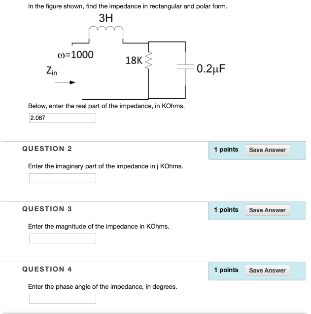 Solved In the figure shown, find the impedance in | Chegg.com