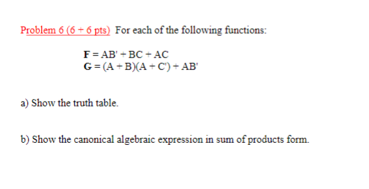 Solved Problem 6 (6 + 6 pts) For each of the following | Chegg.com