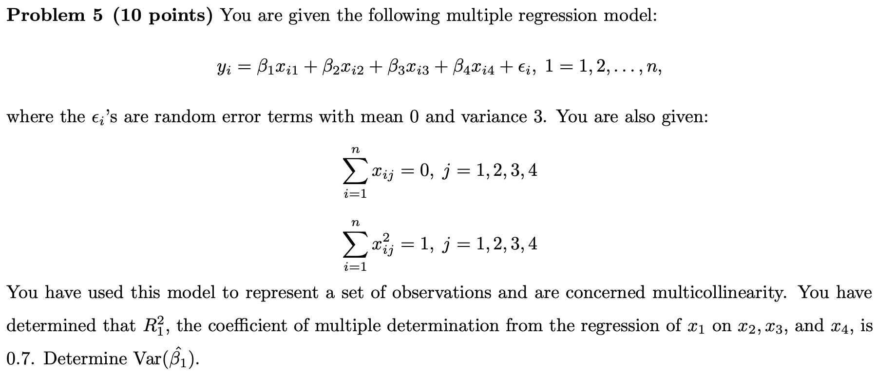 You are given the following multiple regression | Chegg.com