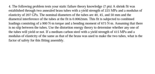 Solved 4. The following problem tests your static failure | Chegg.com
