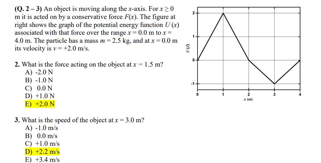Solved (Q. 2-3) An object is moving along the x-axis. For | Chegg.com