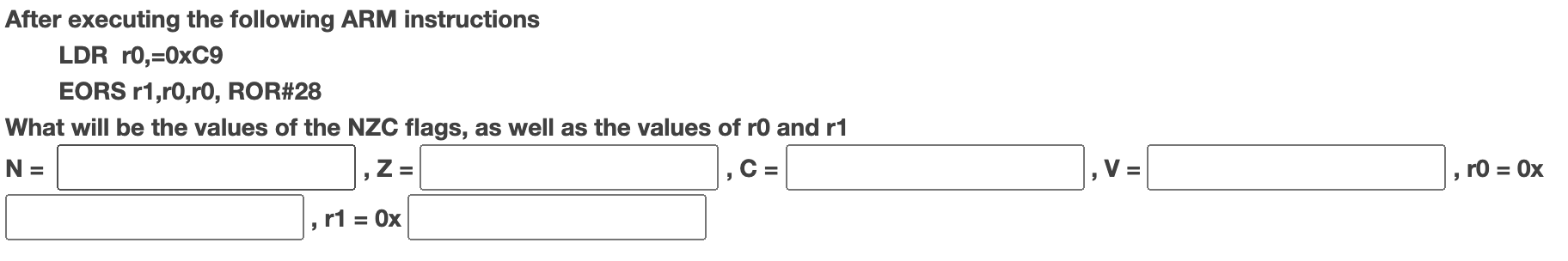 Solved After executing the following ARM instructions LDR | Chegg.com