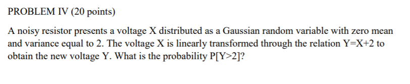 Solved Problem Iv 20 Points A Noisy Resistor Presents A 