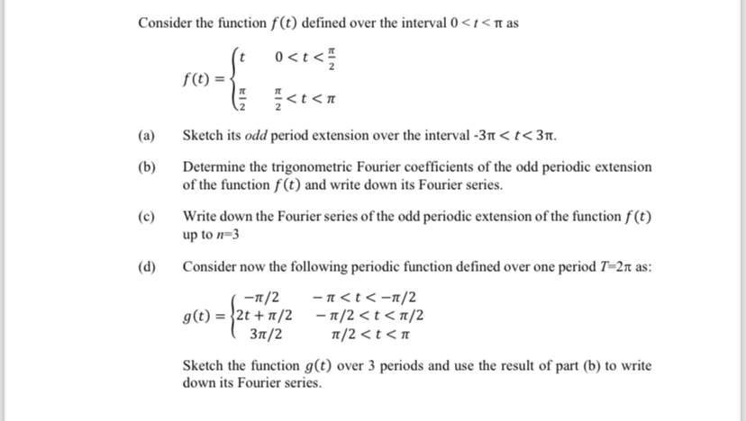 Consider the function f(t) ﻿defined over the interval | Chegg.com