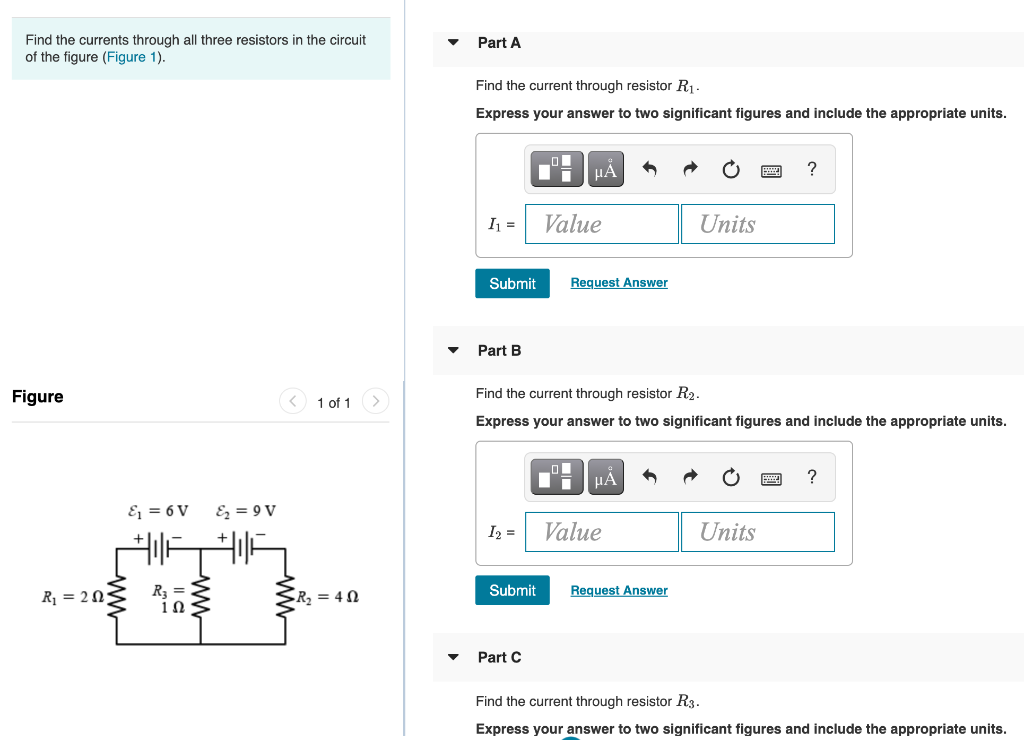 Solved Find The Currents Through All Three Resistors In The