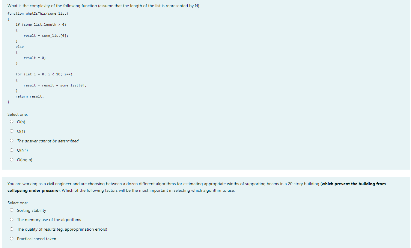 Solved What is the complexity of the following code? N is | Chegg.com