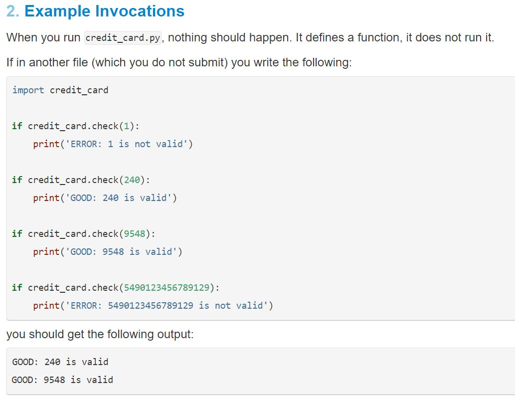 Solved 1. Task Write a file named credit_card.py containing | Chegg.com