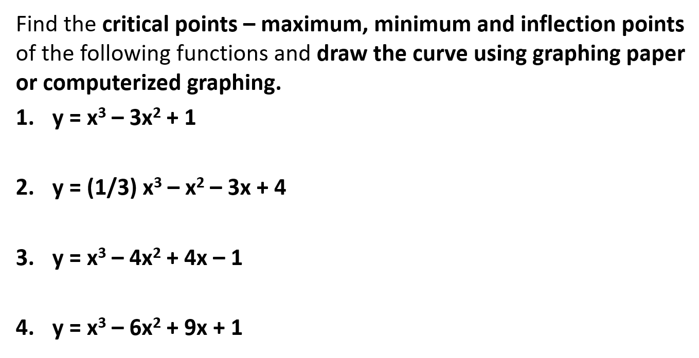 Solved Find the critical points - maximum, minimum and | Chegg.com