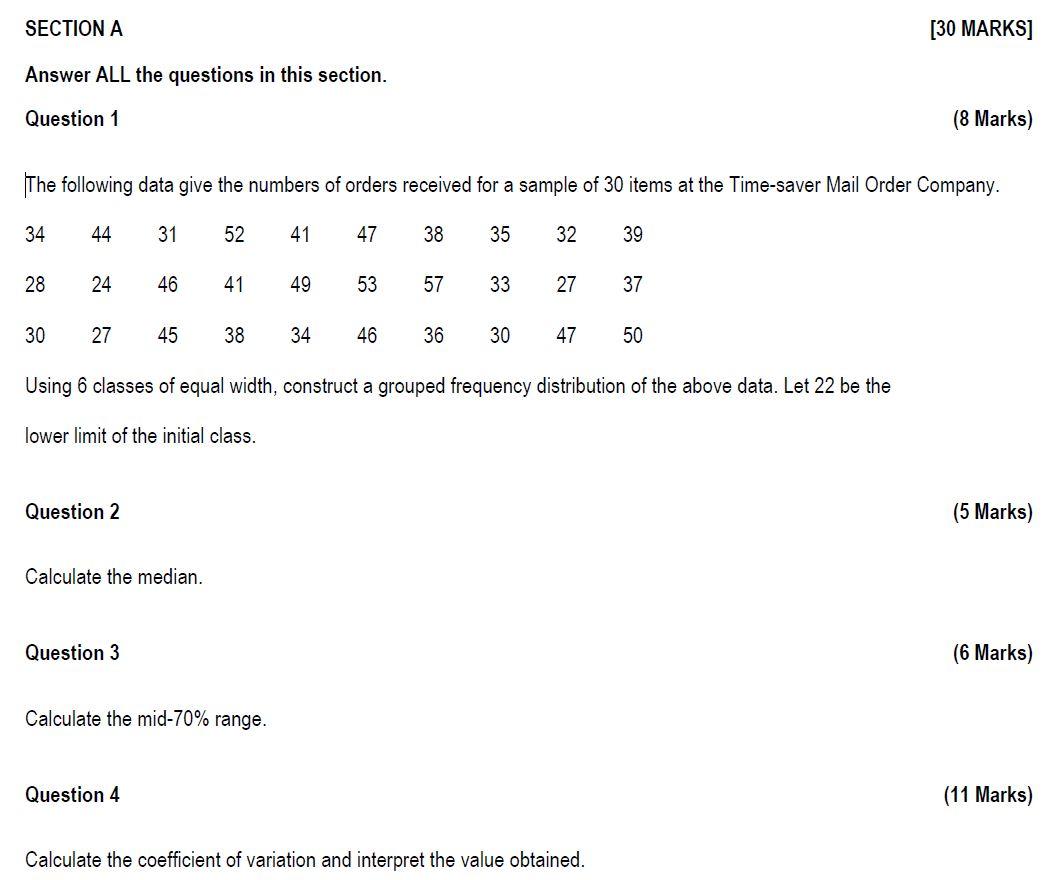 Solved Section A 30 Marks Answer All The Questions In This Chegg