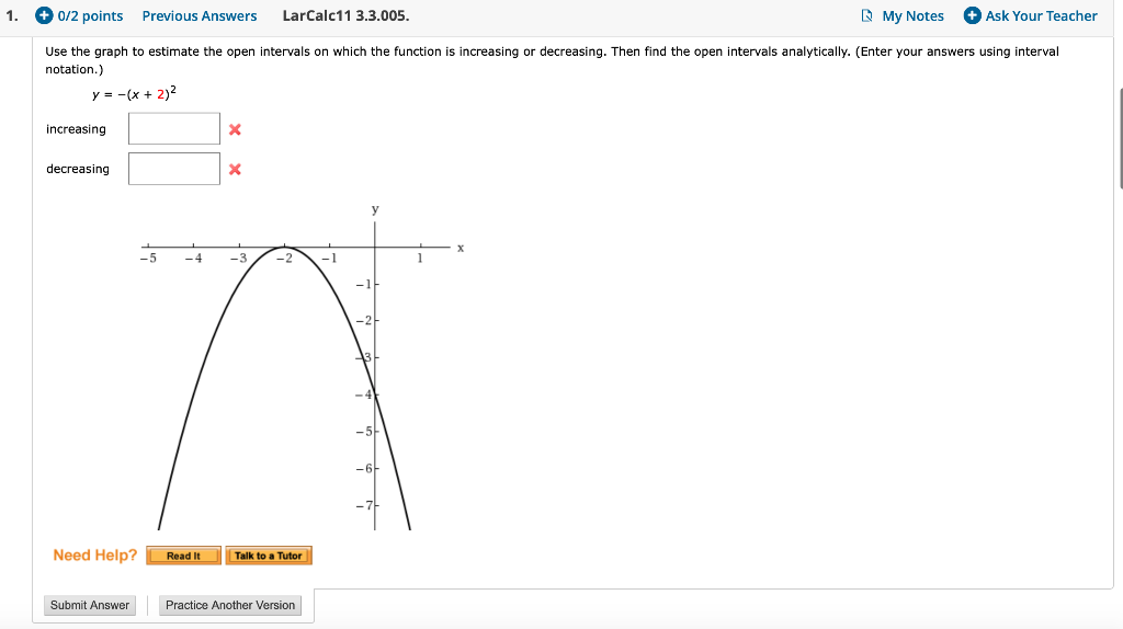 Solved 0/2 points LarCalc11 3.3.005 My Notes 1. Ask Your | Chegg.com Solved 0/2 points LarCalc11 3.3.005 My Notes 1. Ask Your | Chegg.com