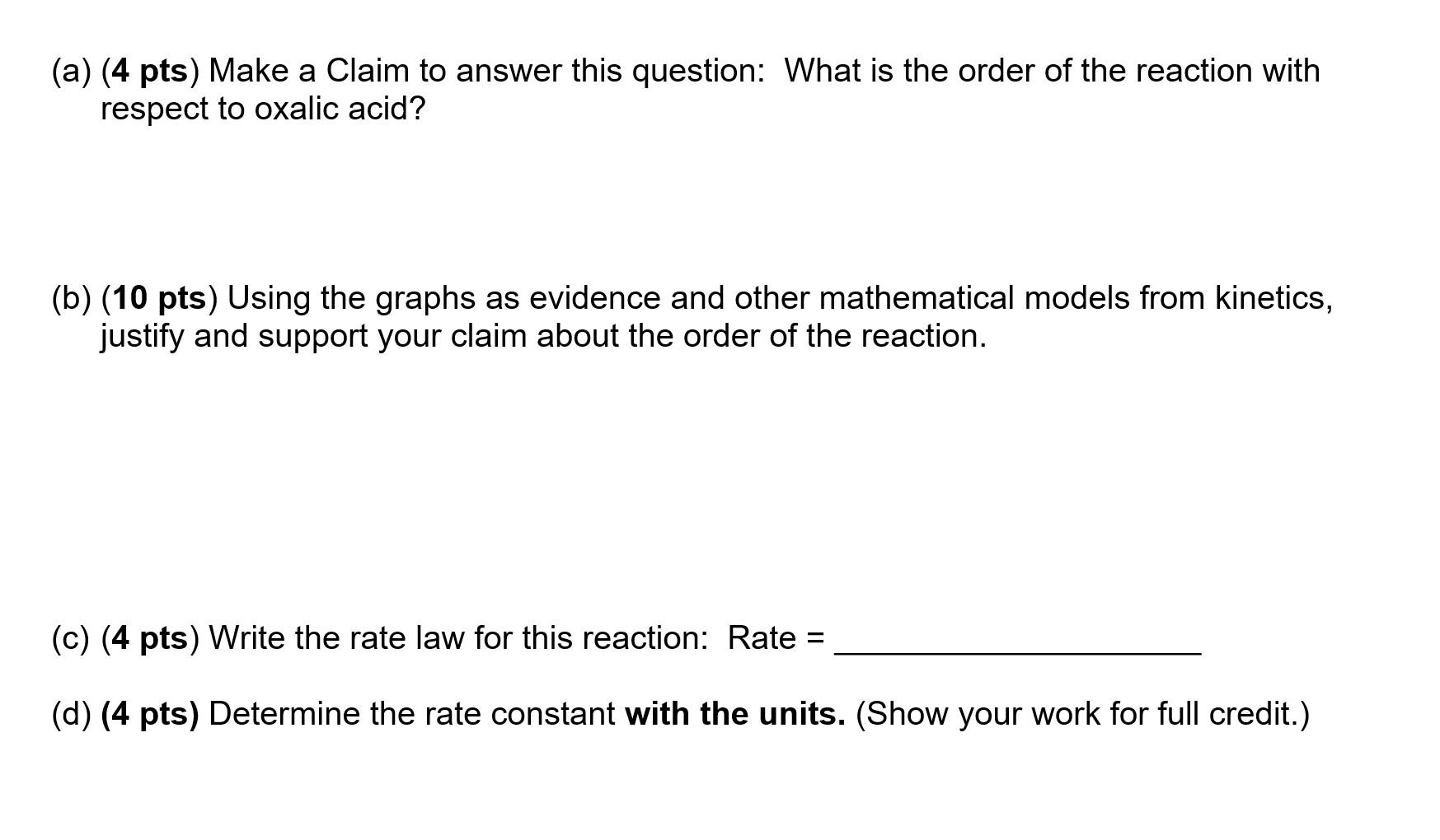 Solved 3. Oxalic acid, HOOCCOOH, can decompose at high | Chegg.com