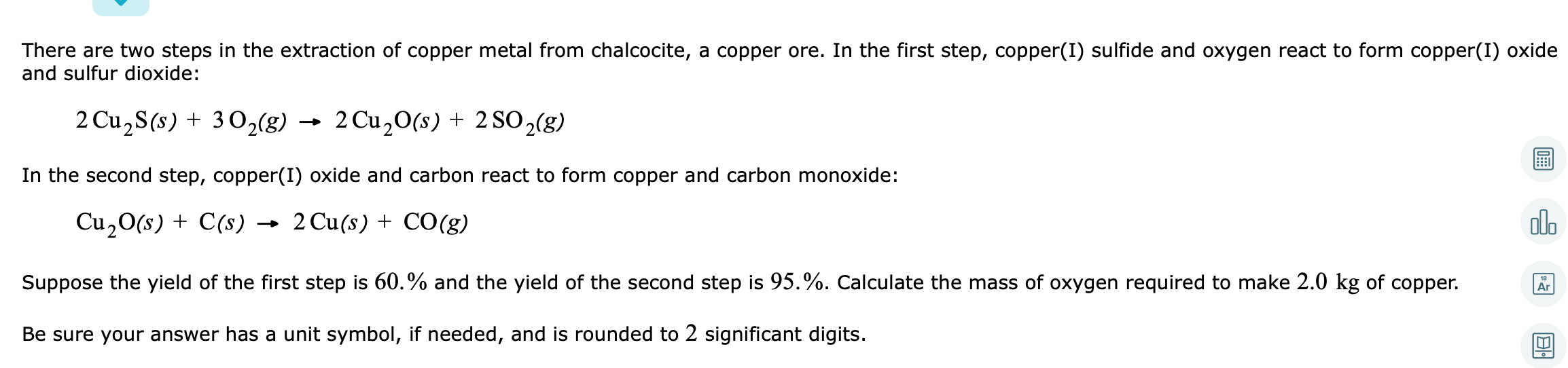 Solved There are two steps in the extraction of copper metal | Chegg.com