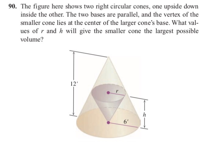 Solved 90. The figure here shows two right circular cones, | Chegg.com