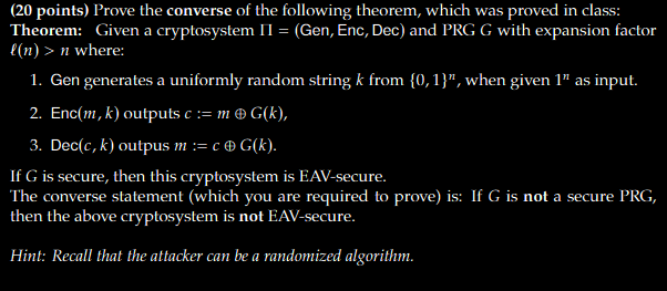 Solved (20 points) Prove the converse of the following | Chegg.com