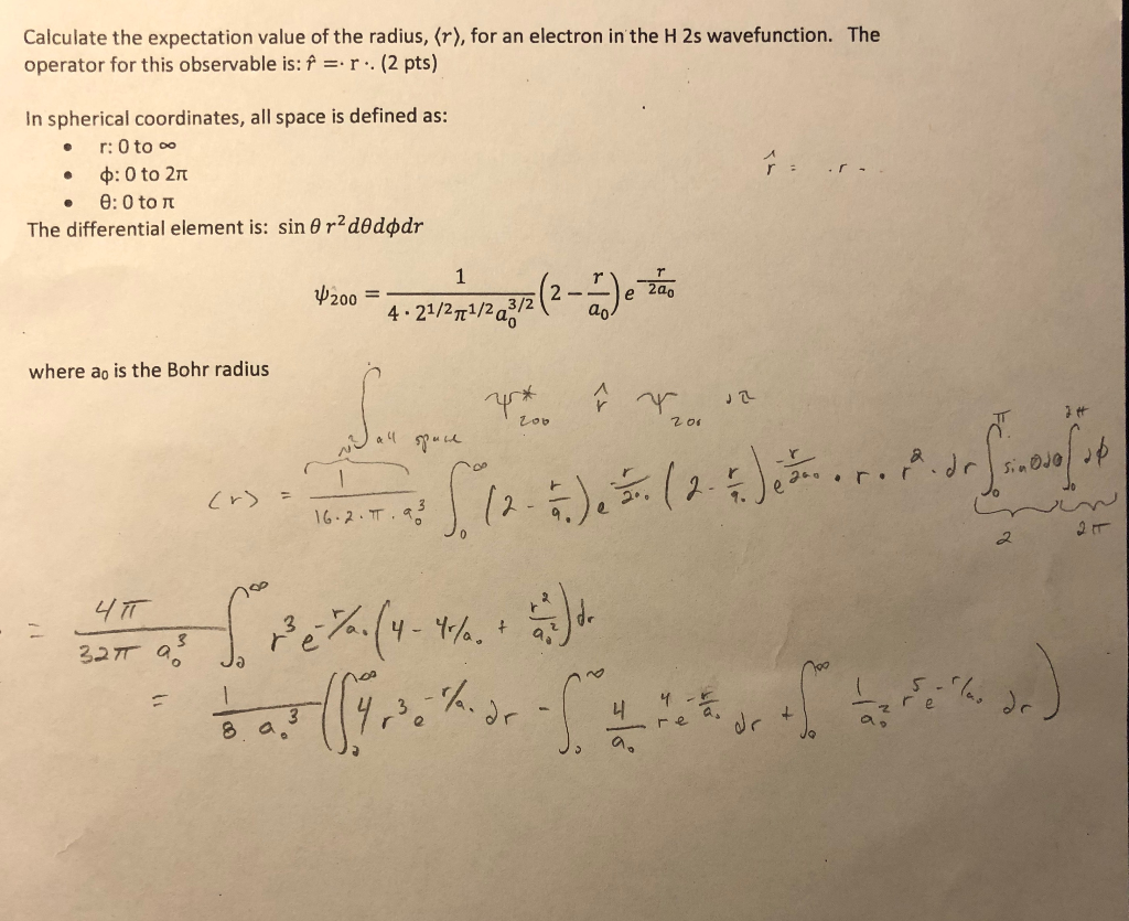 Solved Calculate The Expectation Value Of The Radius R