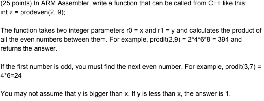 Solved (25 points) In ARM Assembler, write a function that | Chegg.com