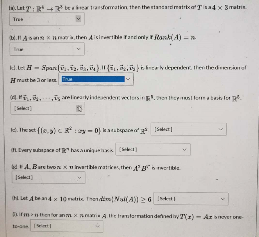 Solved (a). Let T : R4 + R3 be a linear transformation, then | Chegg.com