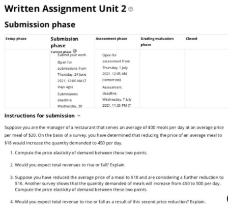 Solved Written Assignment Unit 2 Submission phase Setup | Chegg.com