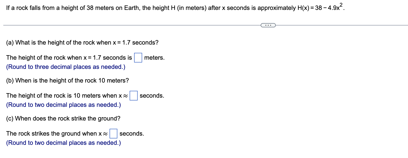 Solved If a rock falls from a height of 38 meters on Earth, | Chegg.com