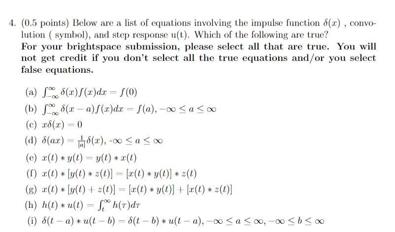 Solved 4. (0.5 points) Below are a list of equations | Chegg.com