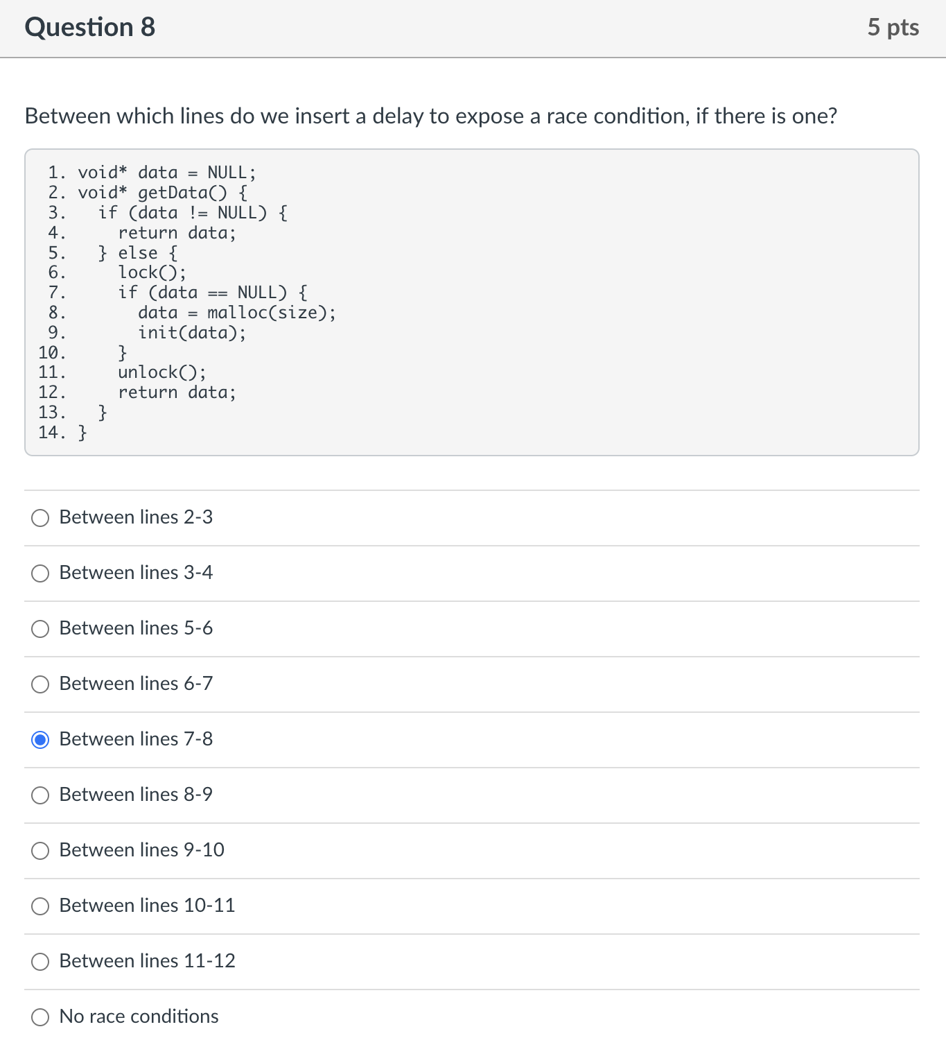 Solved Question 8Between which lines do we insert a delay to | Chegg.com
