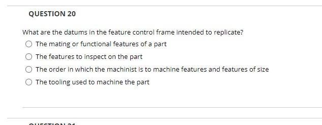 Solved QUESTION 20 What are the datums in the feature | Chegg.com
