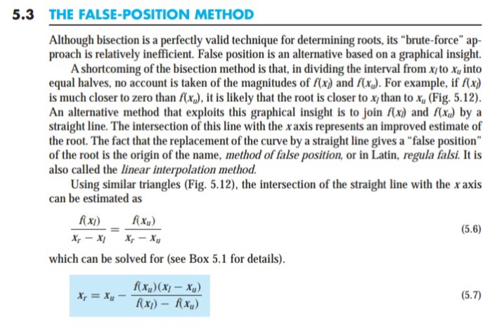 Solved 5.3 THE FALSE-POSITION METHOD Although bisection is a | Chegg.com