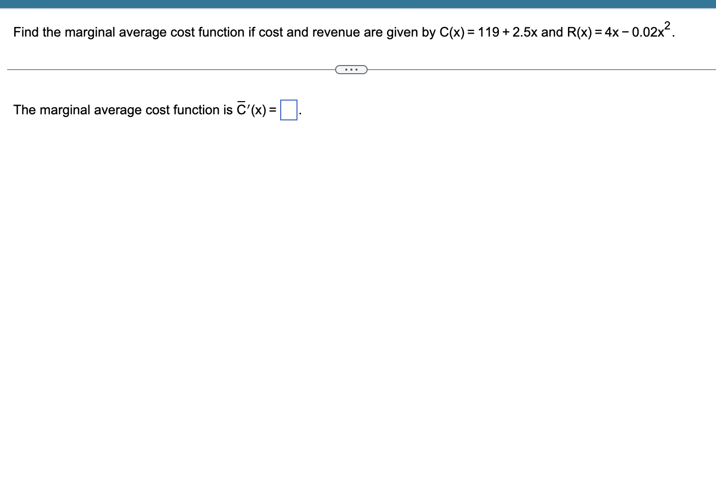Solved Find the marginal average cost function if cost and | Chegg.com