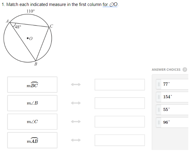 Solved 1. Match each indicated measure in the first column | Chegg.com